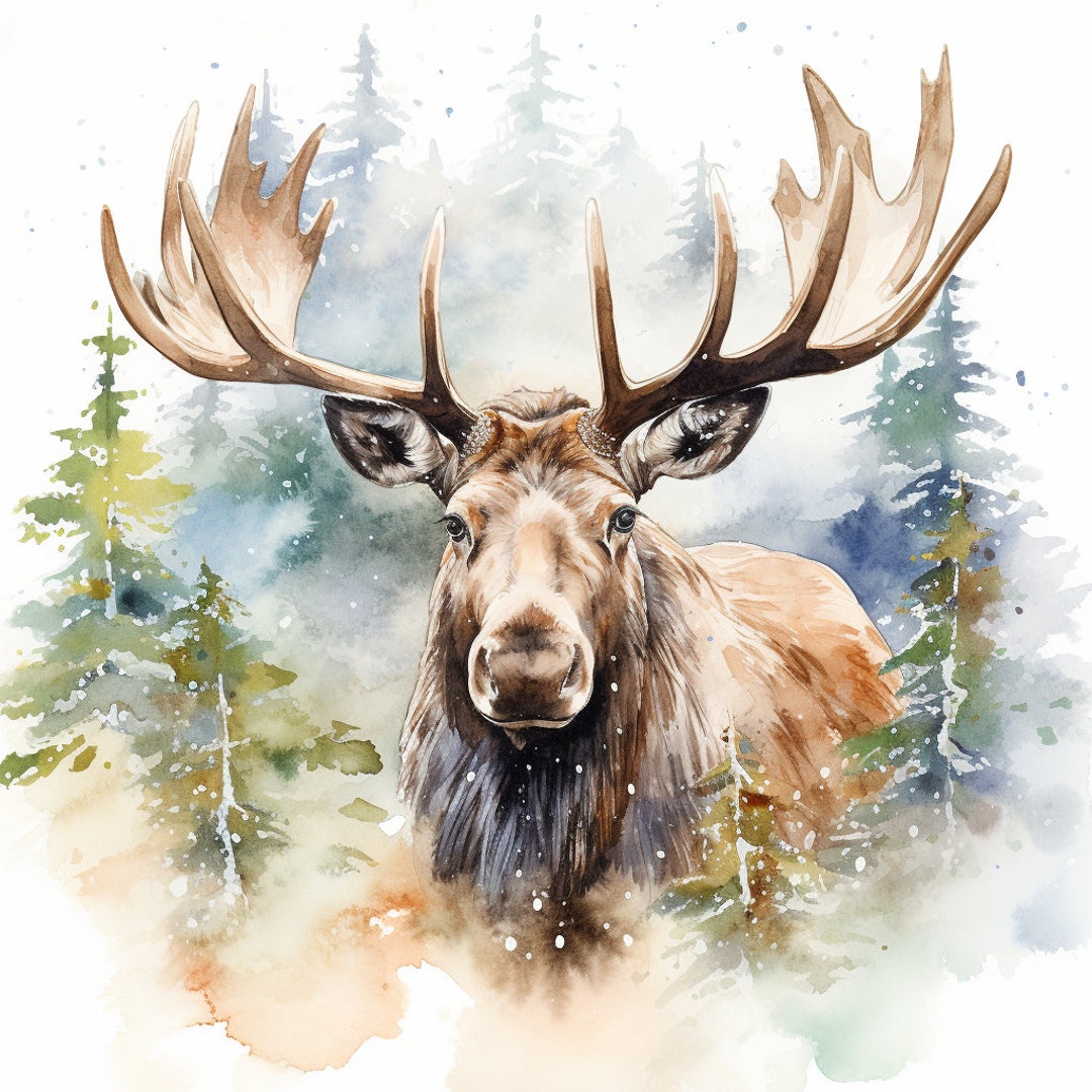 Moose Clipart, 12 High Quality Jpgs, Nursery Art, Digital Download ...