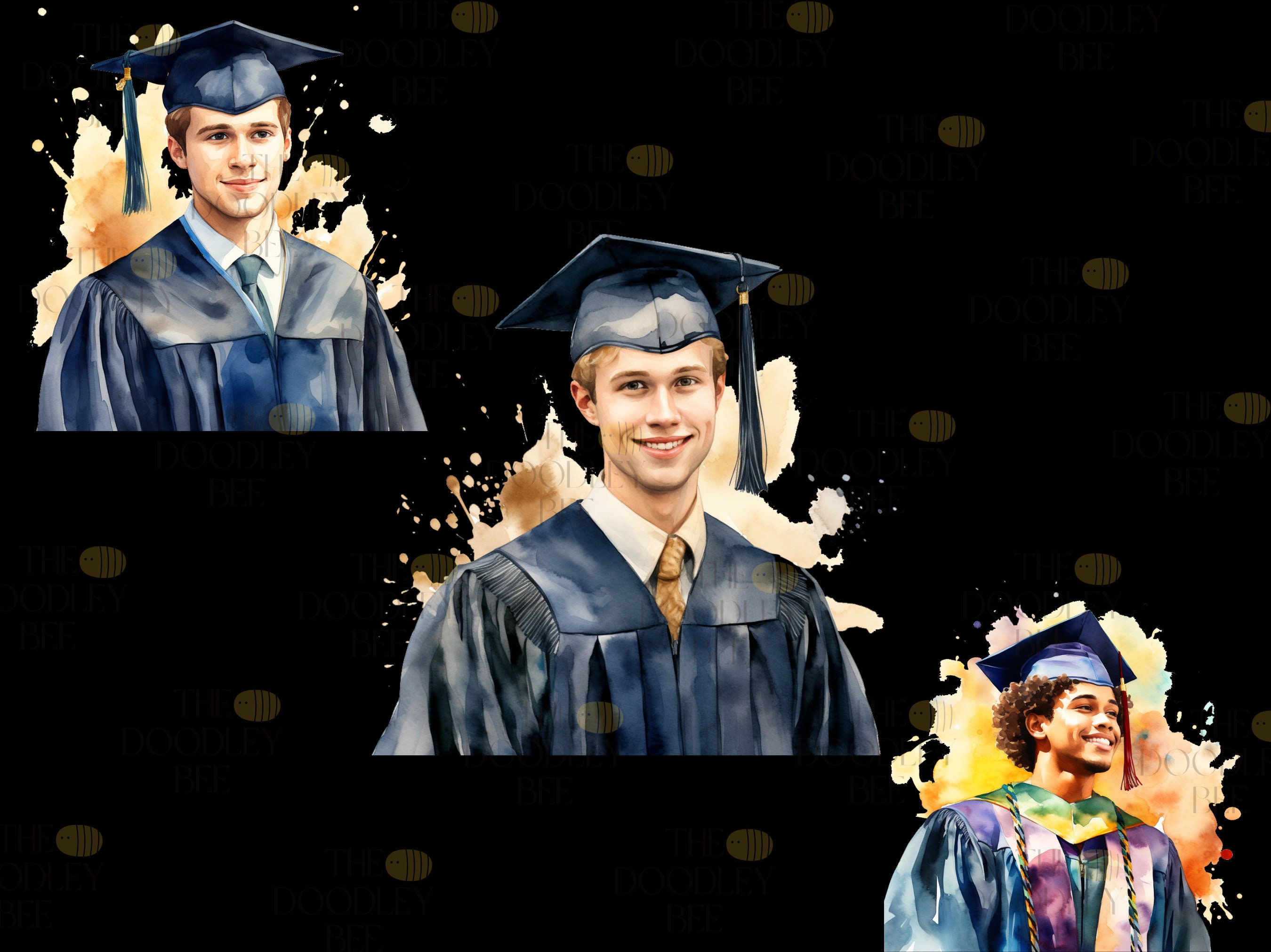 Graduation Watercolor Clipart 12 Watercolor Graduate Clipart - Etsy