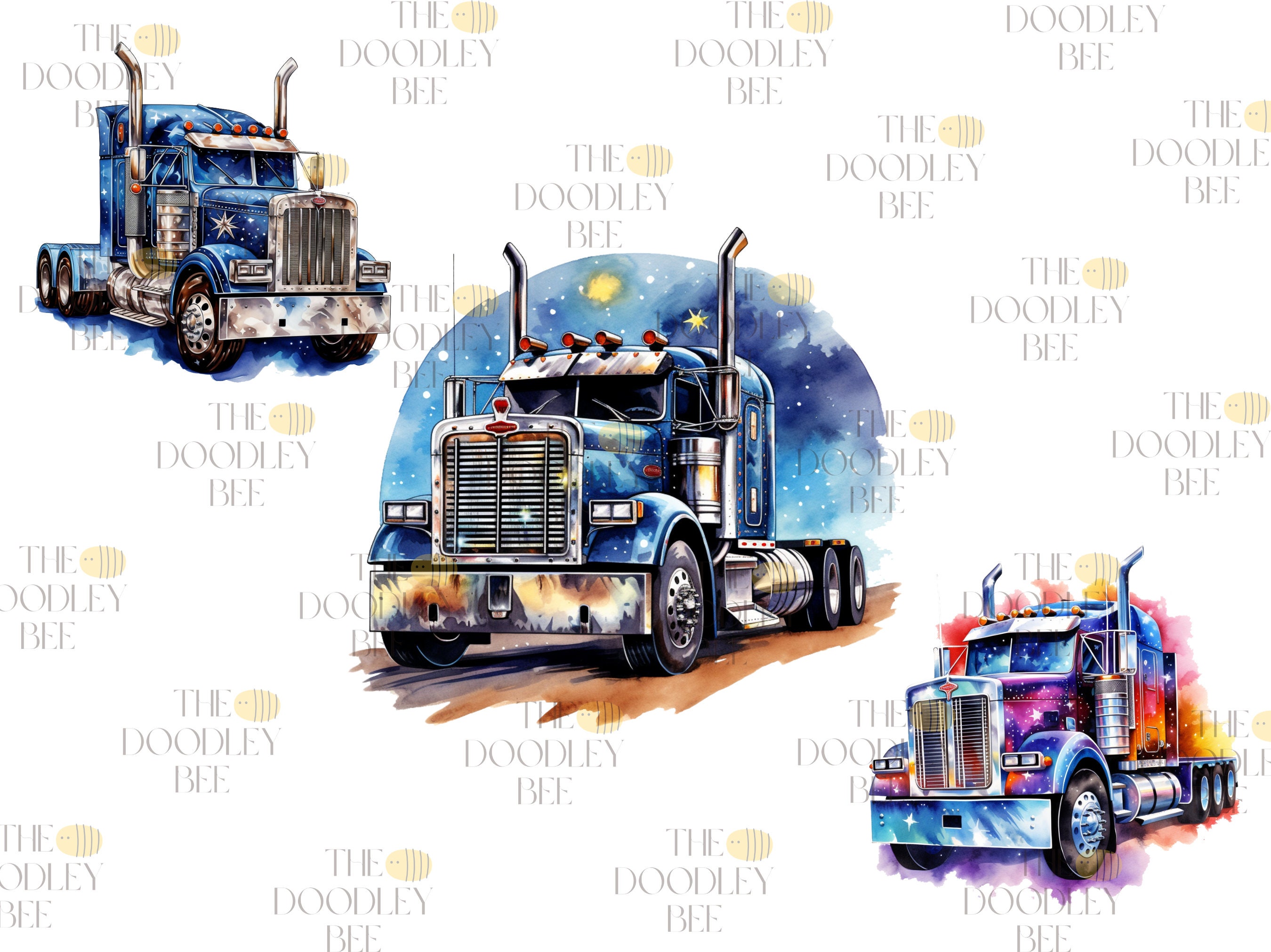 Watercolor Truck 12 Clipart PNG Bundle Commercial Use - Etsy