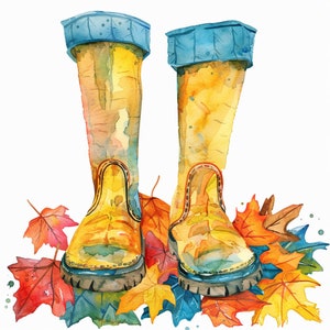 12 Watercolor Garden Boots Clipart Bundle, Hello Spring Designs, Garden ...