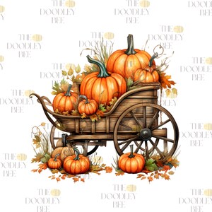 Pumpkin Wagon Clipart, 12 High-quality Pngs, Pumpkin Cart, Autumn ...