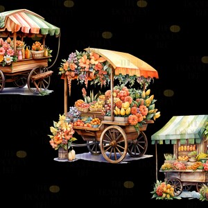 Watercolor Flower Carts Clipart Bundle, 12 Digital Download, Digital ...