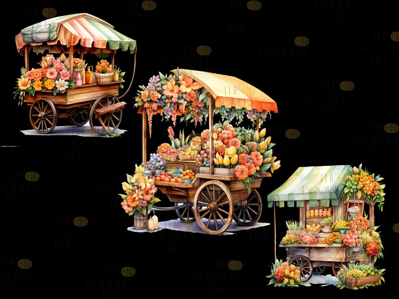 Watercolor Flower Carts Clipart Bundle 12 Digital Download - Etsy