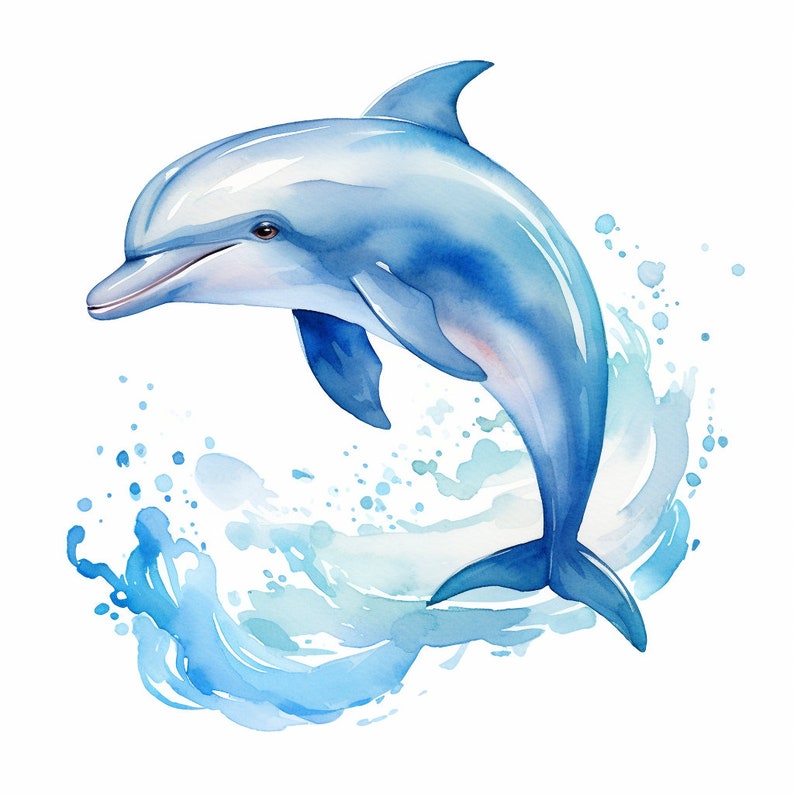 12 Watercolor Dolphins Clipart Bundle, Digital Download, Digital Paper ...