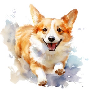 Watercolor Corgi Clipart, Cute Puppy Corgi Bundle, House Pet Animal ...