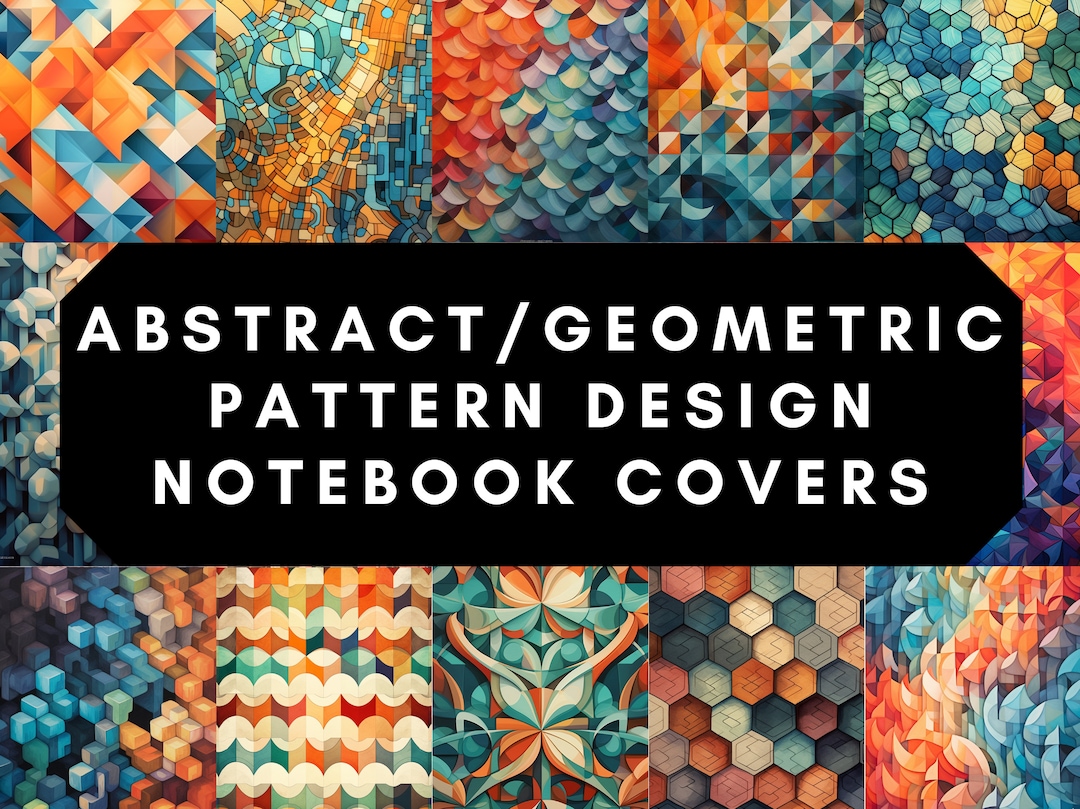 15 Abstract, Geometric Pattern Design Notebook Cover Digital Paper ...