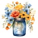 High Quality, Mason Jar Flowers Clipart PNG Digital Download Great for ...