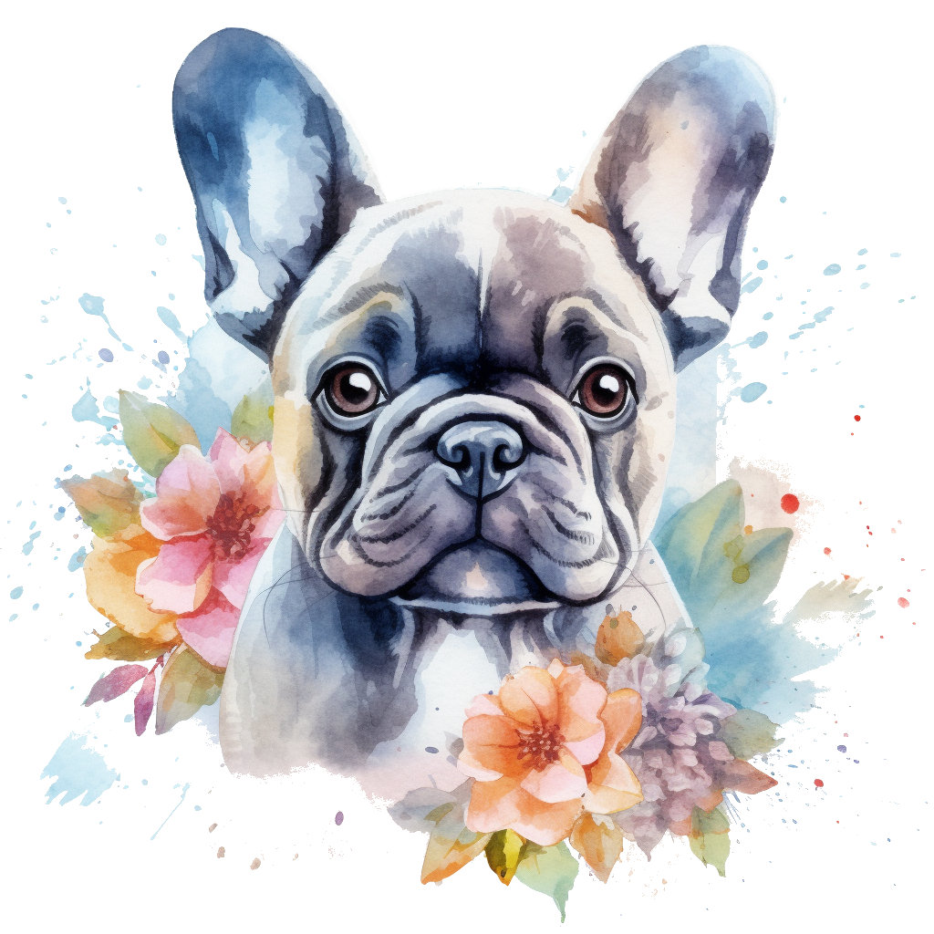 20 Watercolor French Bulldog Puppy Clipart Bundle Instant Download for ...