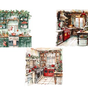 Watercolor Christmas Kitchens Clipart Bundle, Christmas Png Bundle ...