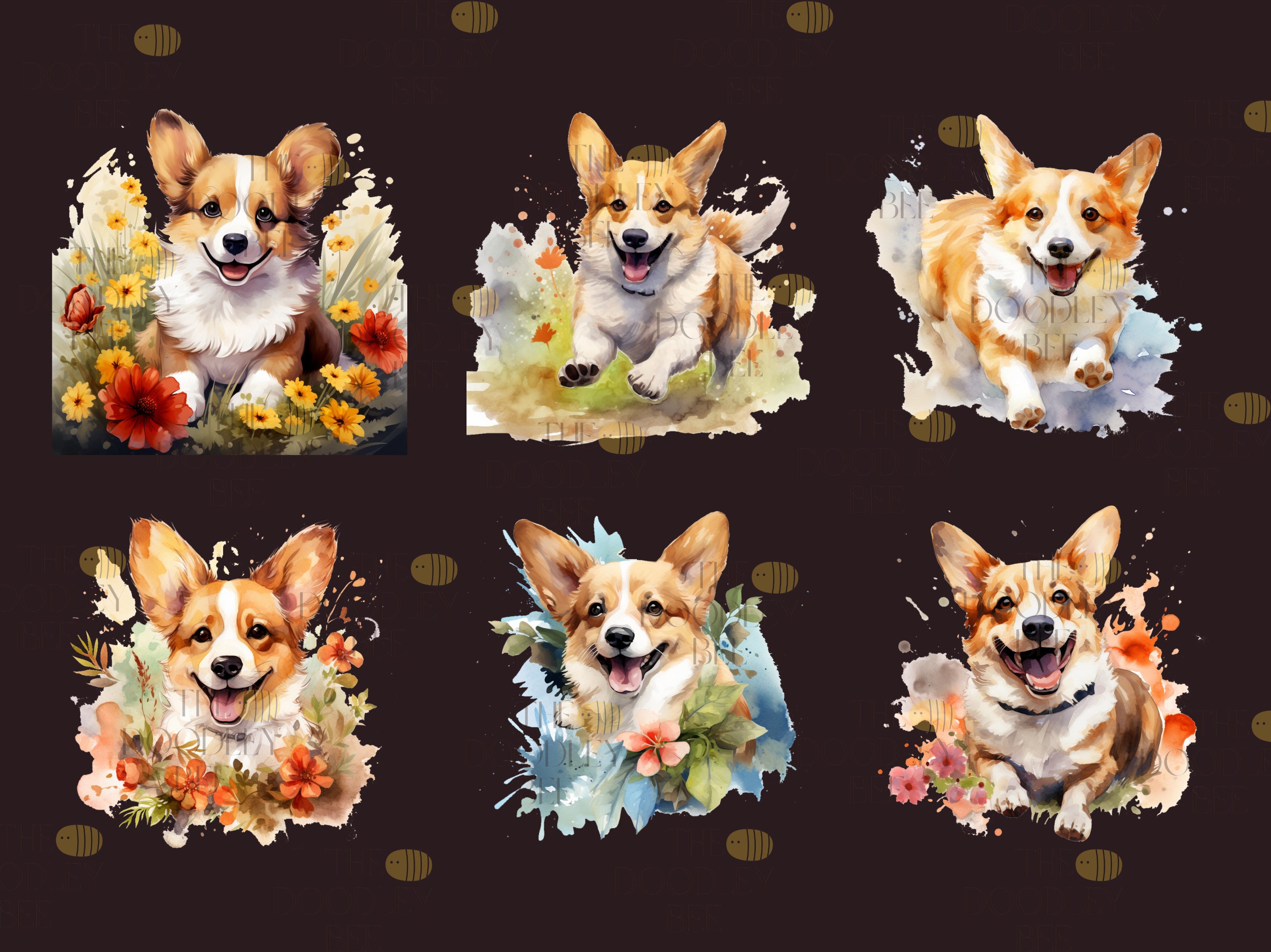 Watercolor Corgi Clipart Cute Puppy Corgi Bundle House Pet - Etsy