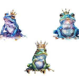 Watercolor Prince Charming Frog Clipart Bundle, Frog PNG Graphics ...