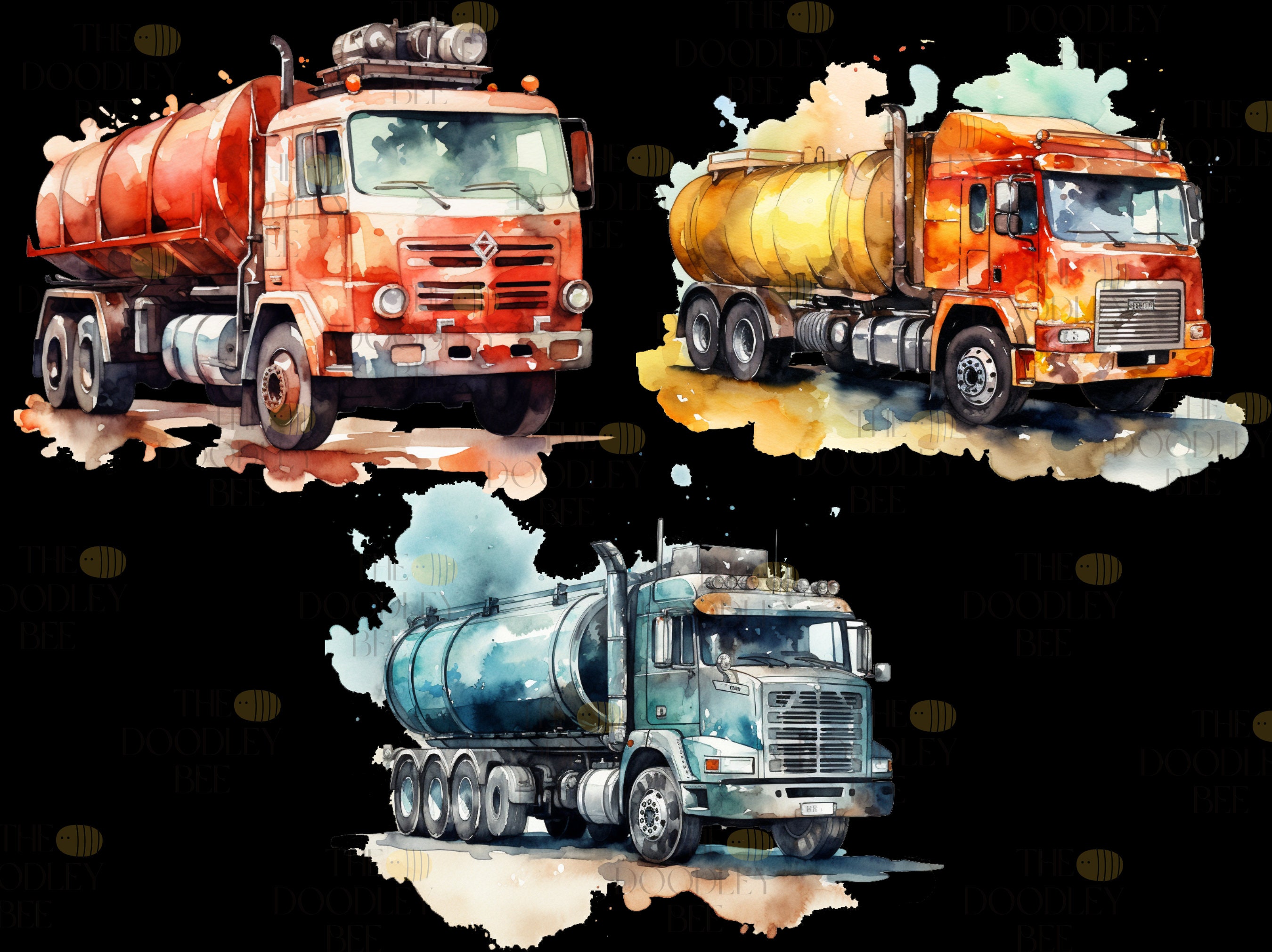12 Watercolor Tank Truck Clipart PNG Bundle Commercial Use - Etsy