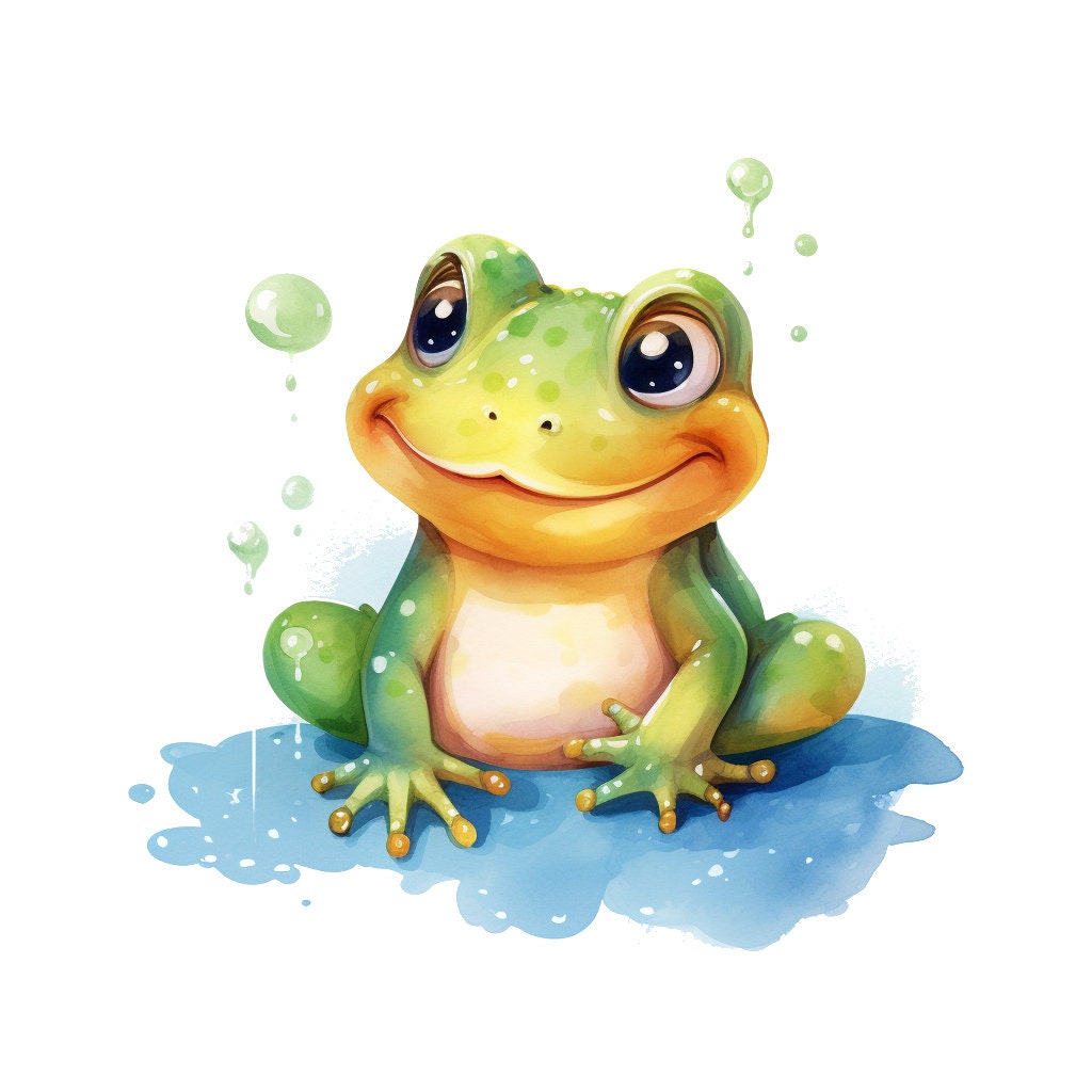 Watercolor Cute Baby Frog Clipart, 12 Clipart Bundle, Commercial Use ...