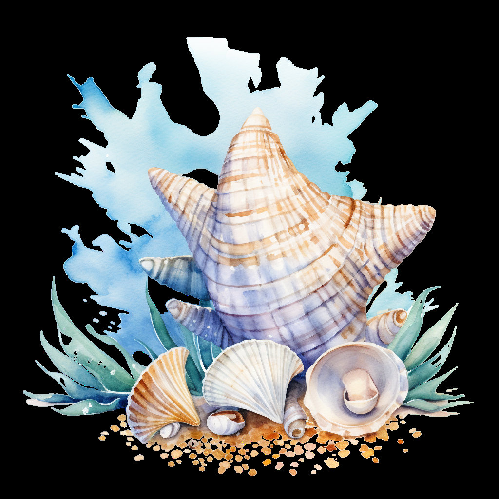 Watercolor Seashell Clipart, 10 Beach Clipart, Nautical Clipart, Ocean ...