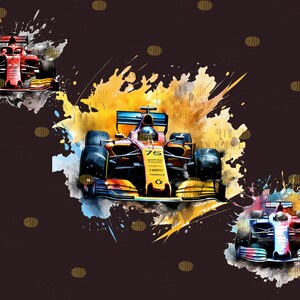 Watercolor Formula 1 Race Car Illustrations, High-quality F1 Racing ...