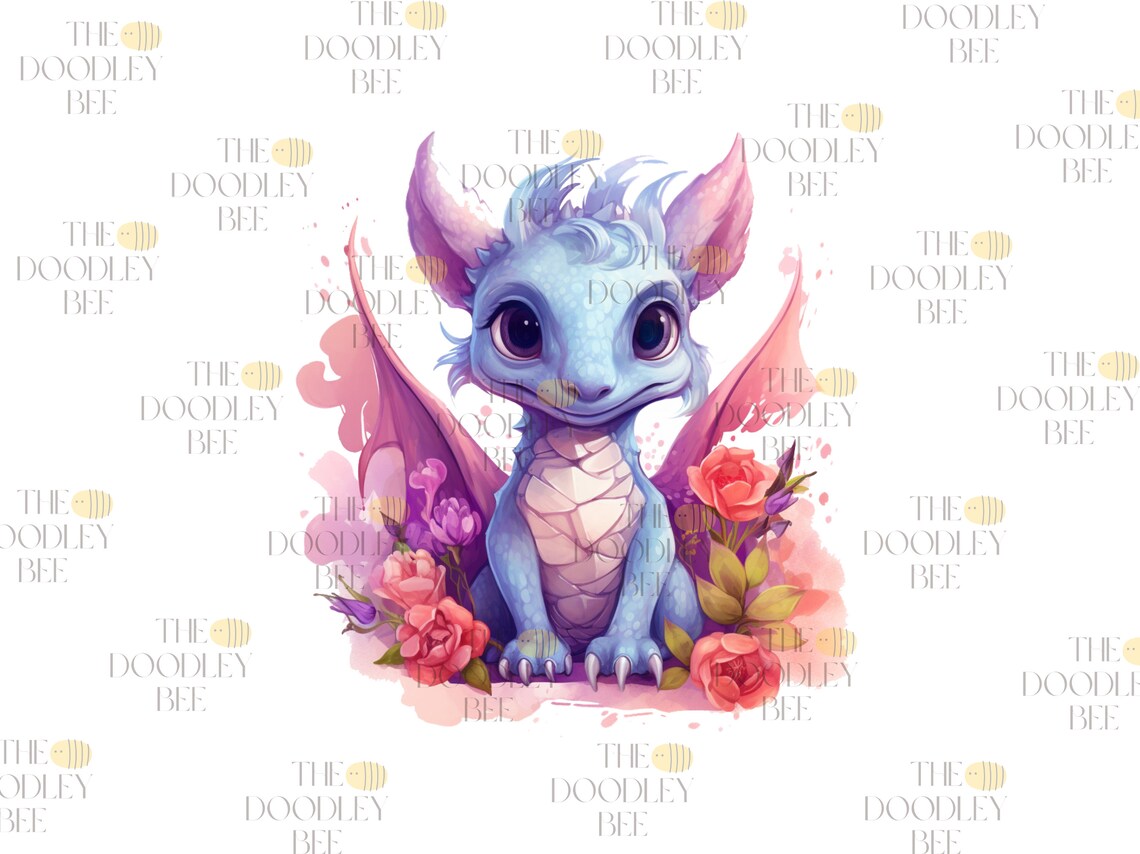 Watercolor Baby Dragon Clipart, Fairy Tale Clipart Bundle, Beautiful ...