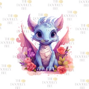 Watercolor Baby Dragon Clipart, Fairy Tale Clipart Bundle, Beautiful ...