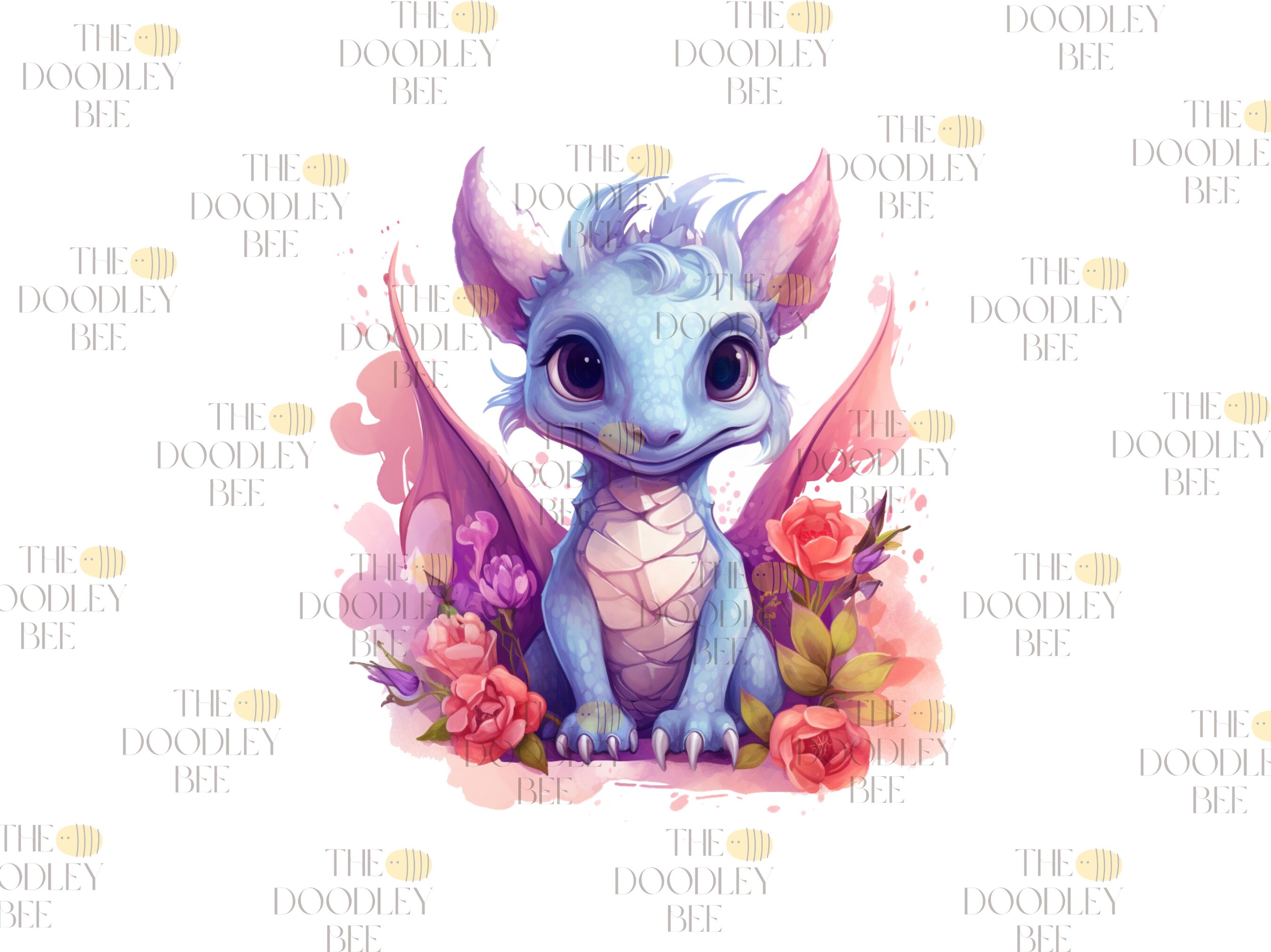 Watercolor Baby Dragon Clipart, Fairy Tale Clipart Bundle, Beautiful ...