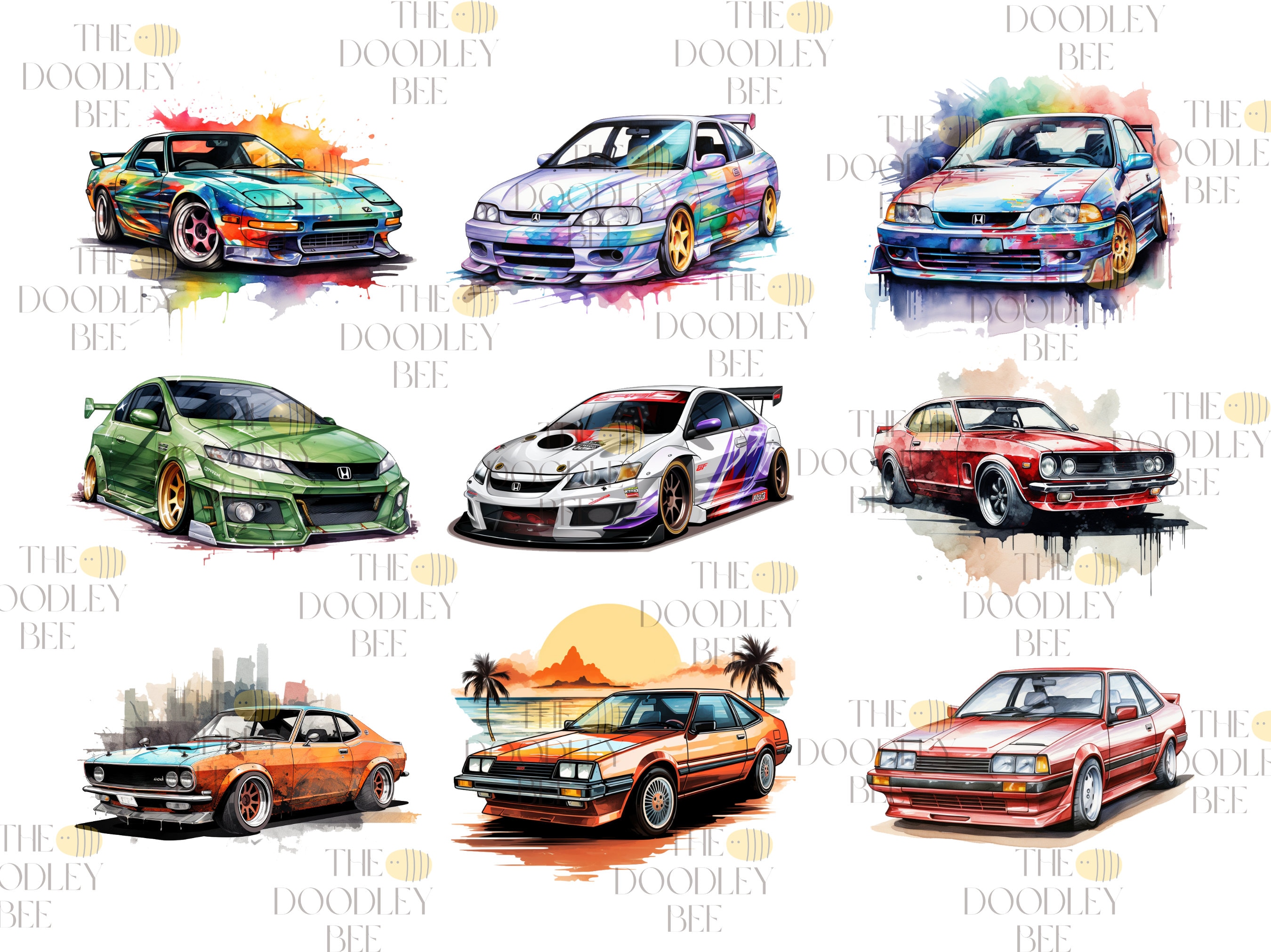 Jdm Car Clipart Bundle Png, 20 Japanese Cars Sublimation Design Sports ...