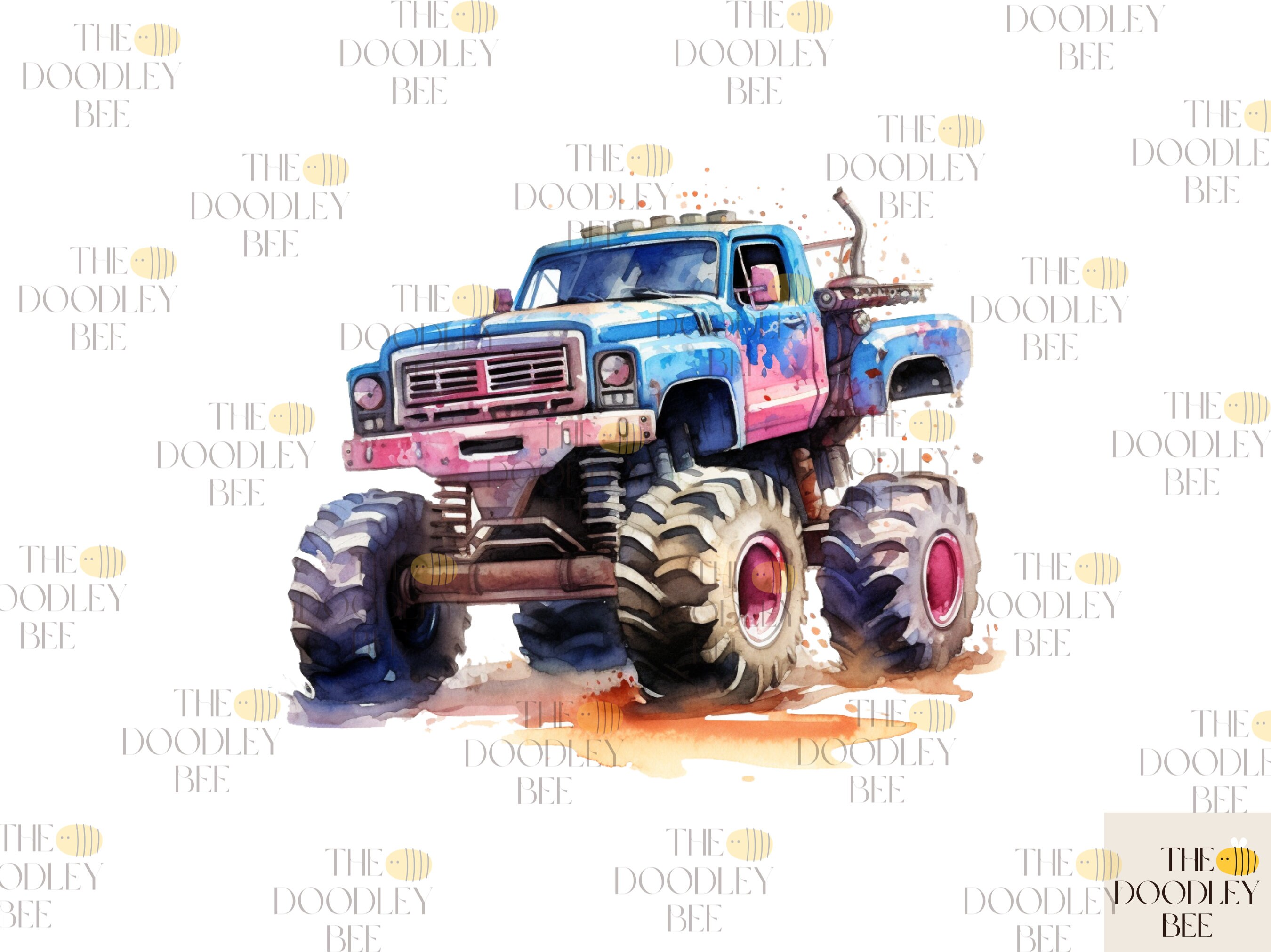 22 Monster Truck Watercolor Clipart Bundle for Commercial Use - Etsy