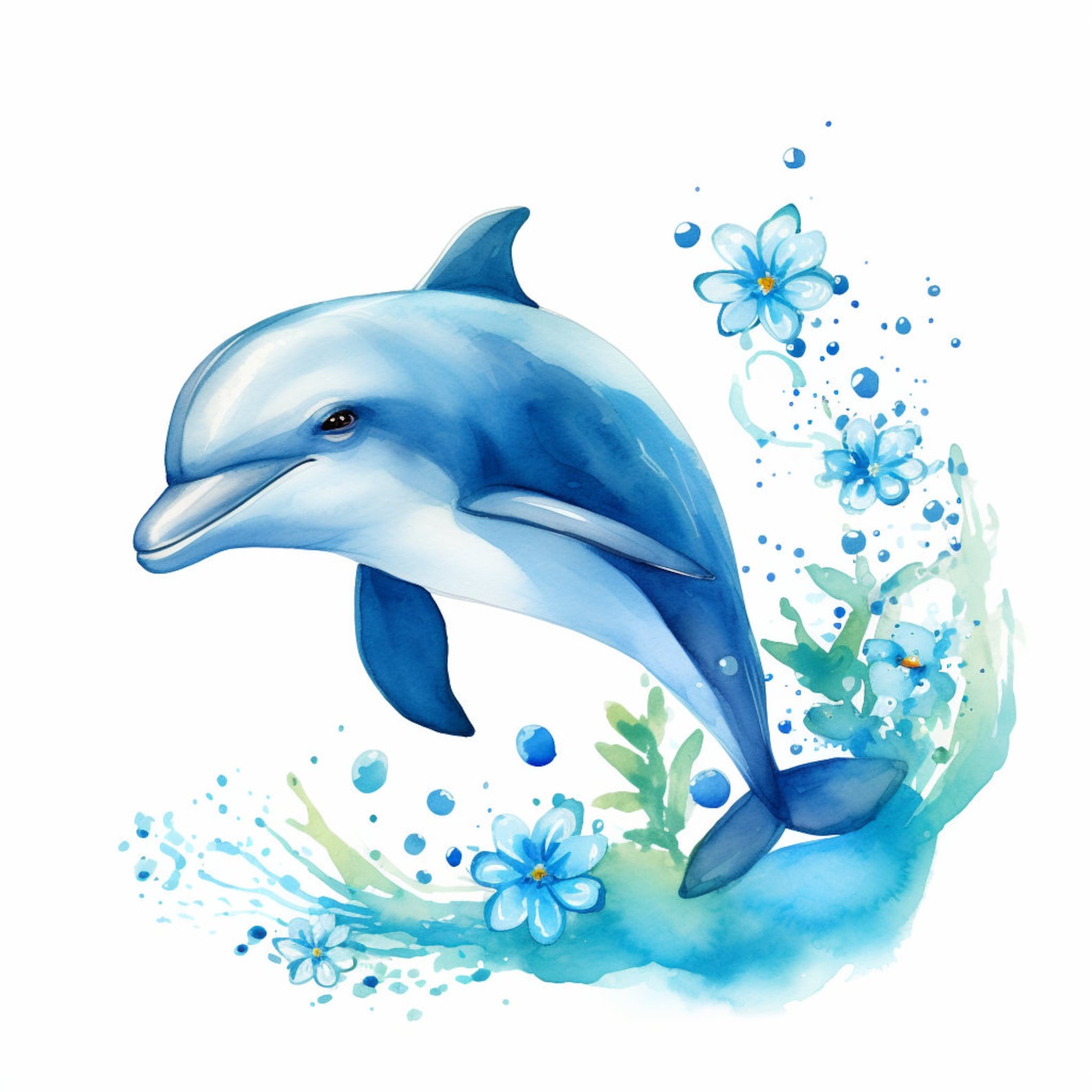 12 Watercolor Dolphins Clipart Bundle, Digital Download, Digital Paper ...