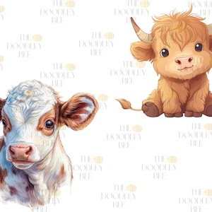 Cute Baby Cow Watercolor Clipart, Digital Download Nursery Wall Art ...