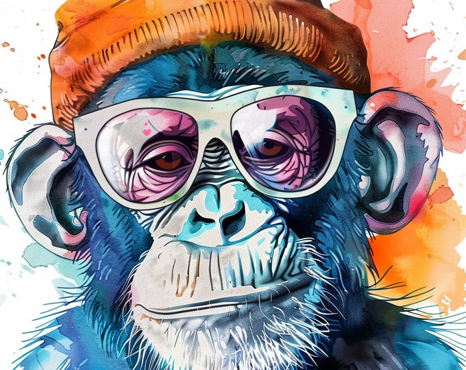 12 Cool Monkeys Clipart, High Quality Pngs, Nursery Art, Digital ...