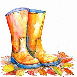 12 Watercolor Garden Boots Clipart Bundle, Hello Spring Designs, Garden ...