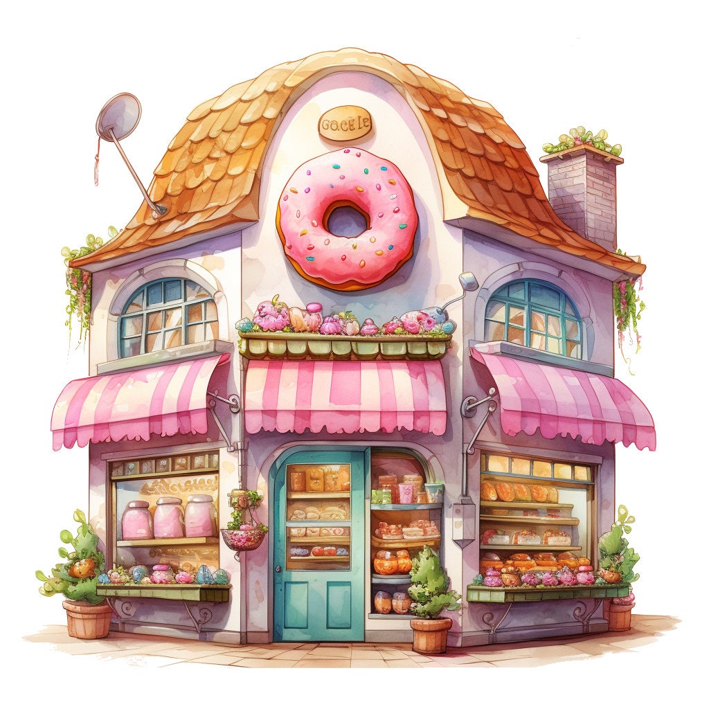 Watercolor Donut Bakery Clipart Bakery Shop 10 Clipart - Etsy