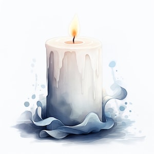 White Candles Clipart, 12 High Quality PNG, Watercolor, Instant Digital ...