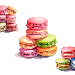 Watercolor Macaroons Clipart, Food Illustration Clipart Bundle, Cute ...