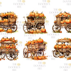 Pumpkin Wagon Clipart, 12 High-quality Pngs, Pumpkin Cart, Autumn ...