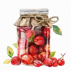 Watercolor Jam Jar Clipart, 12 High Quality Pngs, Art, Instant Digital ...