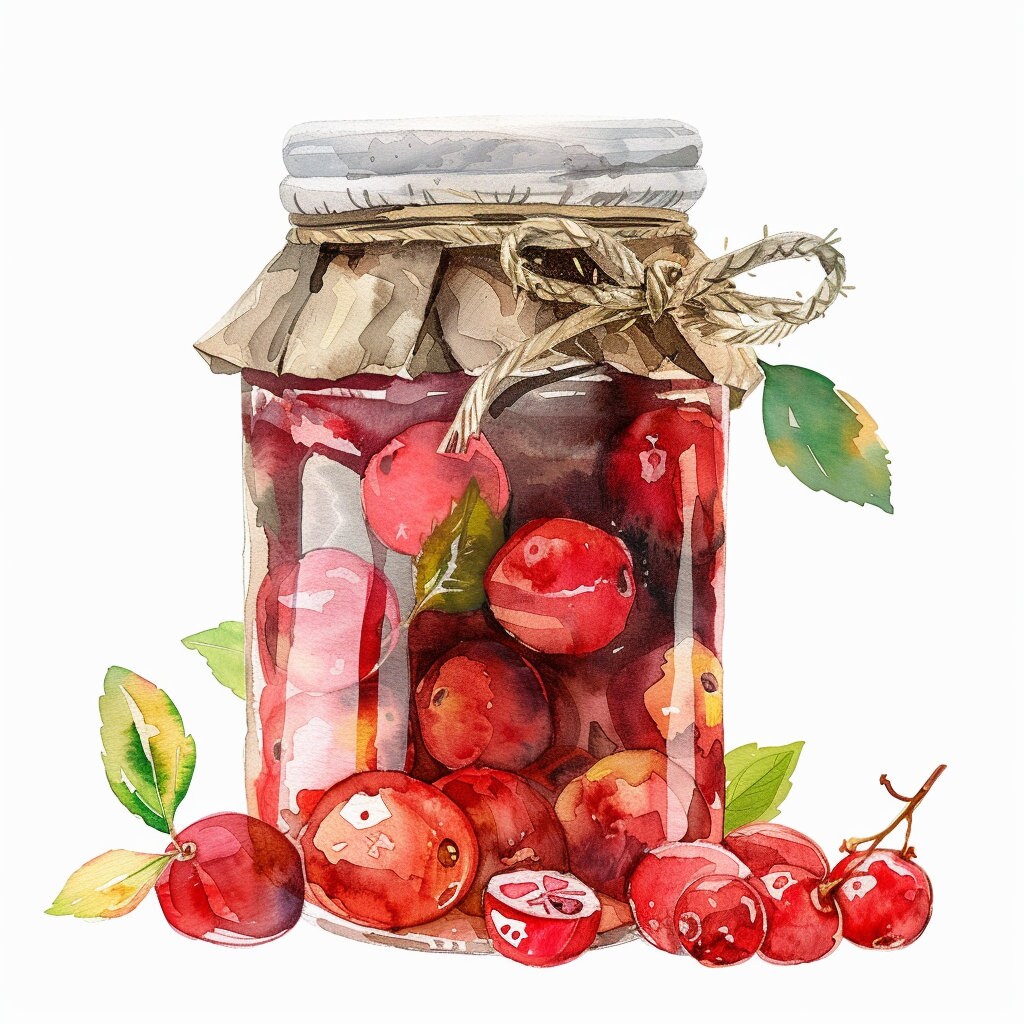 Watercolor Jam Jar Clipart, 12 High Quality Pngs, Art, Instant Digital ...