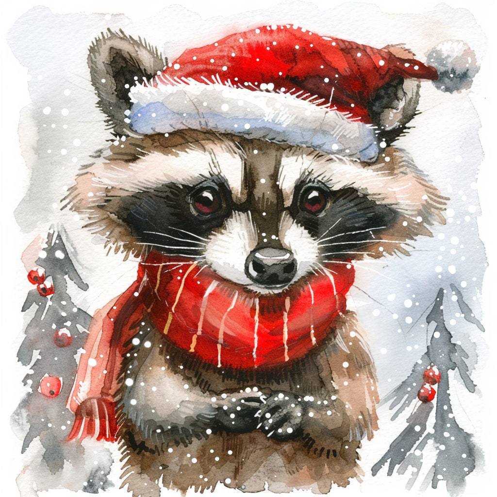 Christmas Racoon Clipart 12 PNG Bundle, Racoon PNG Graphics ...