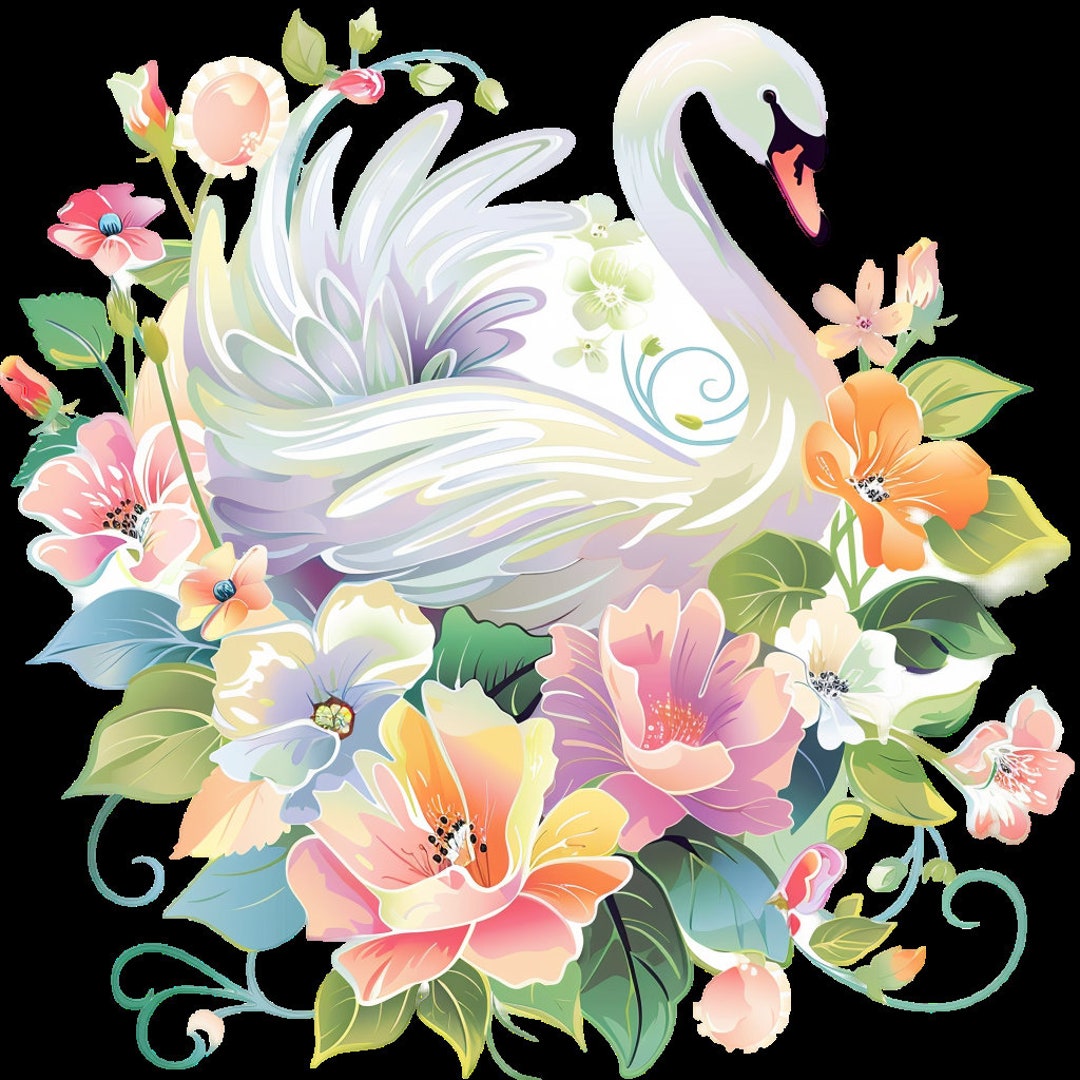 Swan Graphics 12 PNG Bundle, Bird Clipart, Transparent Background ...