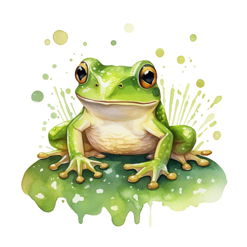 Watercolor Cute Baby Frog Clipart, 12 Clipart Bundle, Commercial Use ...