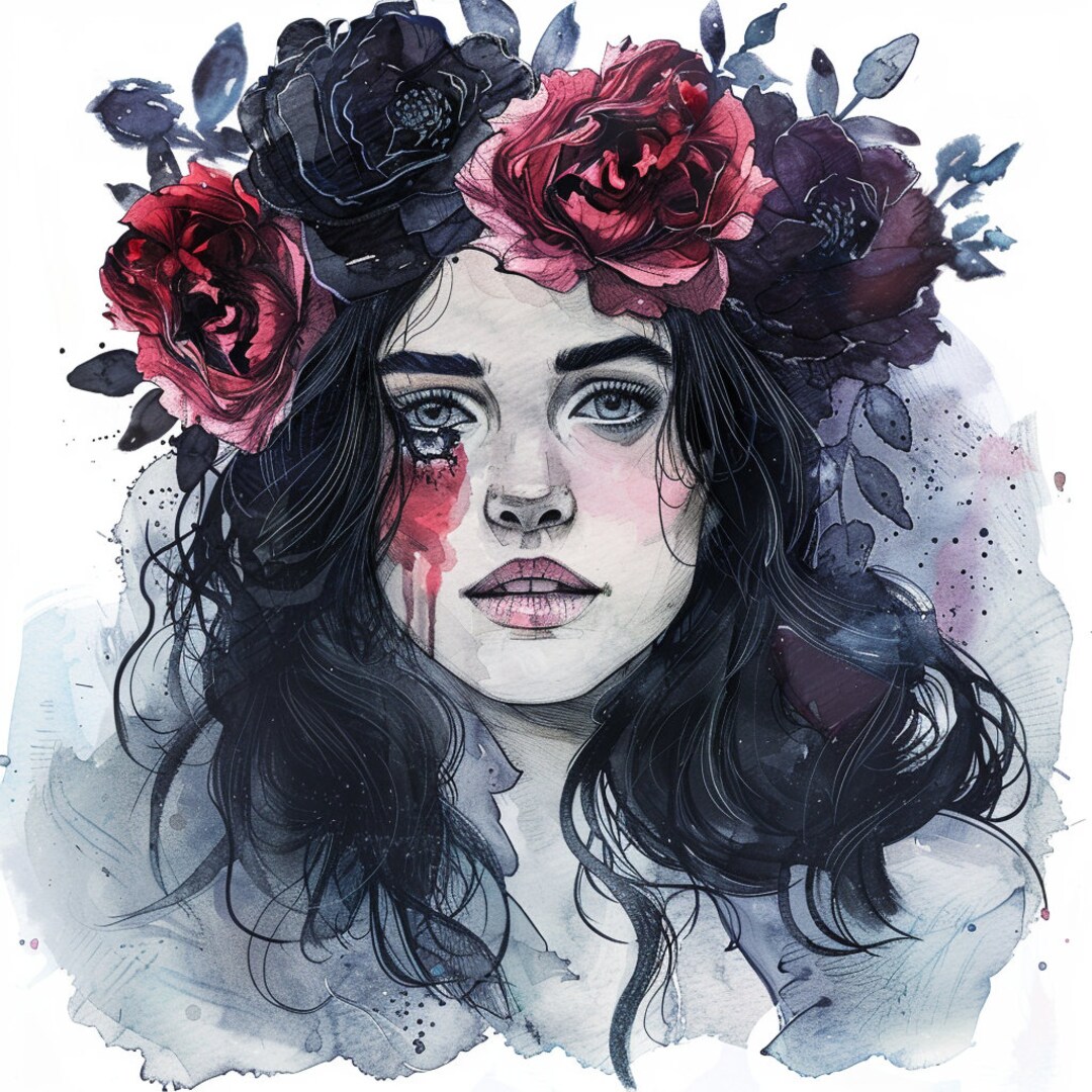 12 Watercolor Dark Romance Graphics Bundle, Halloween Clipart Bundle ...