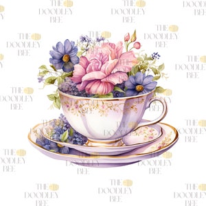 Watercolor Tea Cup Clipart, 12 Tea Party Clipart Bundle Cute Japanese ...
