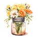 High Quality, Mason Jar Flowers Clipart PNG Digital Download Great for ...