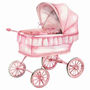 12 Pink Pram Clipart, High Quality Pngs, Nursery Clipart, Digital ...