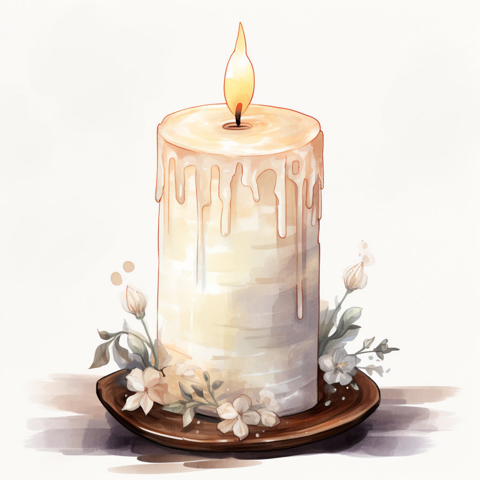 White Candles Clipart, 12 High Quality PNG, Watercolor, Instant Digital ...