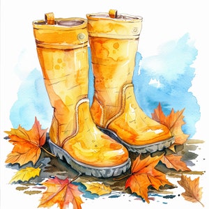 12 Watercolor Garden Boots Clipart Bundle, Hello Spring Designs, Garden ...