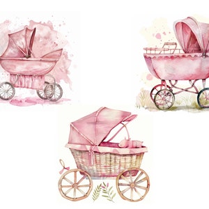 12 Pink Pram Clipart, High Quality Pngs, Nursery Clipart, Digital ...