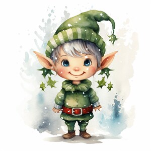 Watercolor Elf Clipart 12 PNG, Merry Christmas, Digital Download, Card ...