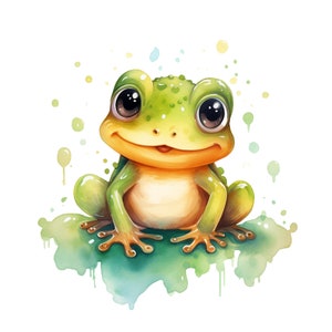 Watercolor Cute Baby Frog Clipart, 12 Clipart Bundle, Commercial Use ...