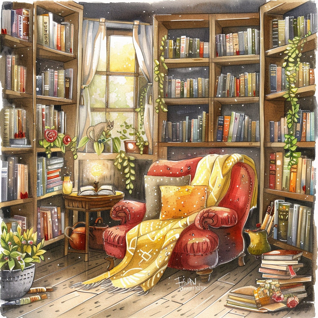 Reading Corner Clipart, 12 High Quality Pngs, Nursery Art, Instant ...