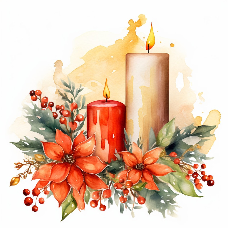 Christmas Candle Clipart 16 High Quality Pngs, Merry Christmas, Digital ...