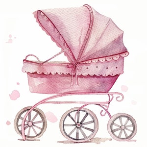 12 Pink Pram Clipart, High Quality Pngs, Nursery Clipart, Digital ...
