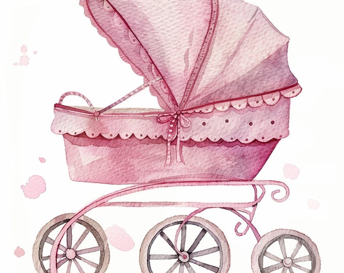 12 Pink Pram Clipart, High Quality Pngs, Nursery Clipart, Digital ...